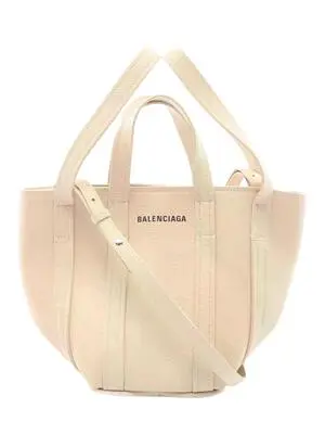 Balenciaga 2018-2026 Leather Everyday North South Xs Handbag - Neutrals