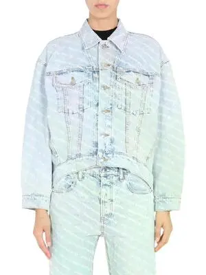 Alexander Wang Logo-print Denim Jacket - Blue