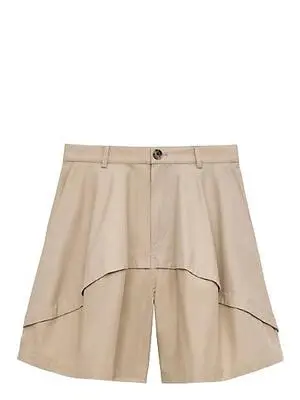 Loewe X Paula's Ibiza Asymmetric-panel Cotton Shorts - Beige