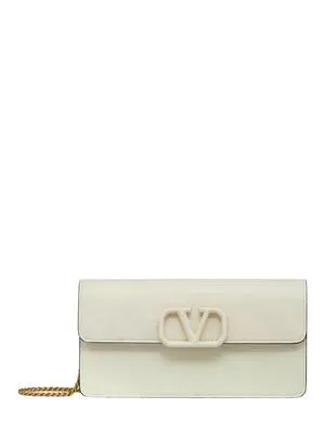 VALENTINO Valentino Garavani VLogo Signature Grainy Calfskin Wallet With Chain