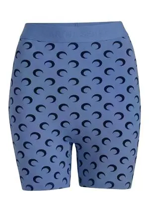 MARINE SERRE Moon-print Mini Shorts - Blue