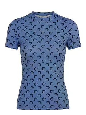 MARINE SERRE Moon-print Crew-neck T-shirt - Blue