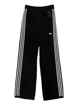 Adidas Three-stripe Open-knit Trousers - Black