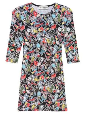 Fiorucci Graphic-print Mini Dress - Black