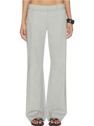 ST. AGNI Minimal Belted Wide-leg Trousers - Grey