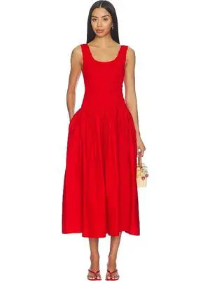 PISTOLA Alessia Smocked Drop Waist Dress - Red