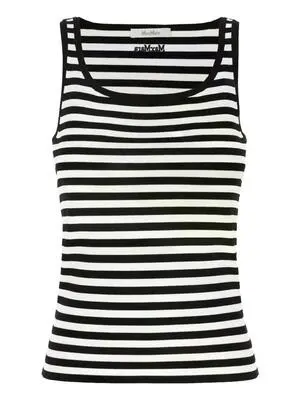 Max Mara Cippo Striped Ribbed-Knit Tank Top Black