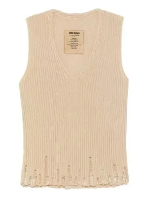 UMA WANG Ribbed Knit Vest - Neutrals