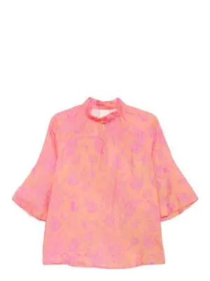 NIMO WITH LOVE Tropical-Print Ruffled Blouse