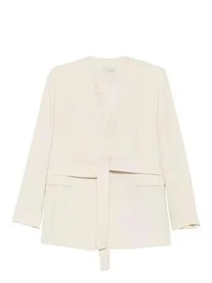 Antonelli Firenze Eddie Belted Collarless Jacket - Neutrals