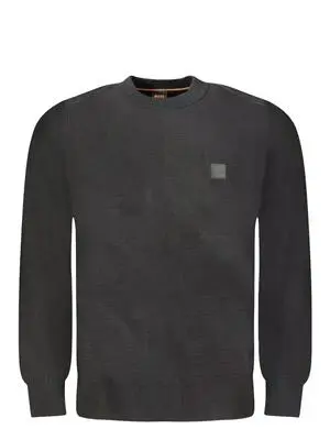 BOSS Logo-patch Waffle-knit Sweater - Grey