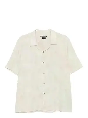 DANIELE ALESSANDRINI Floral-jacquard Short-sleeve Shirt - Neutrals