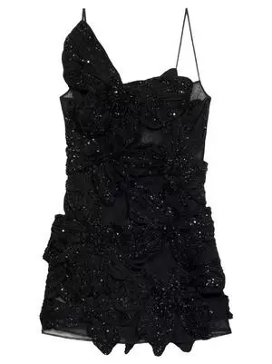 Blumarine Butterfly-embroidered Mini Dress - Black