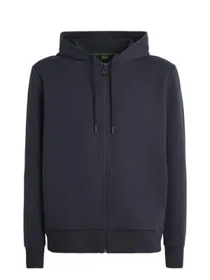 BOSS Stretch-cotton Logo Hoodie - Blue