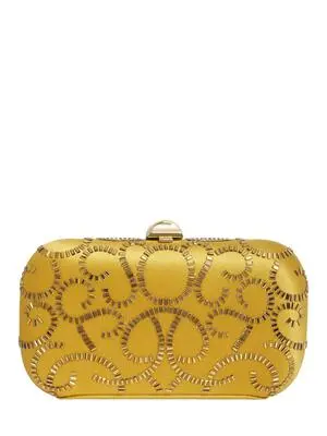 Rodo Satin Embellished Clutch - Silver
