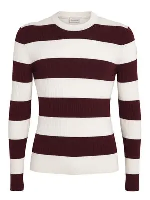 Moncler Striped Virgin Wool Sweater - Red