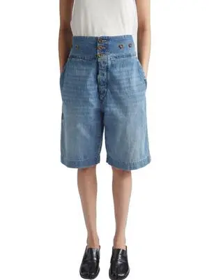 MAISON MARGIELA Relaxed Fit Denim Bermuda Shorts - Medium Blue Vintage