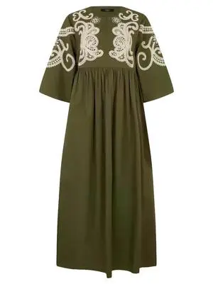 Max Mara Tilde Embroidered Maxi Dress Green