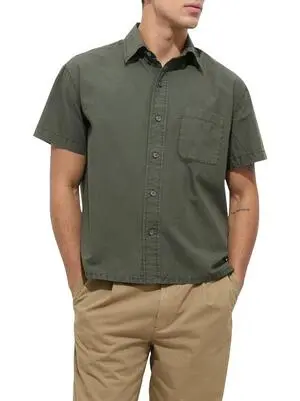 ALEX MILL Franklin Short Sleeve Cotton Poplin Button-up Shirt - Flight Green