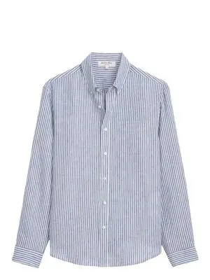 ALEX MILL Mill Stripe Linen Button-down Shirt - Blue/white