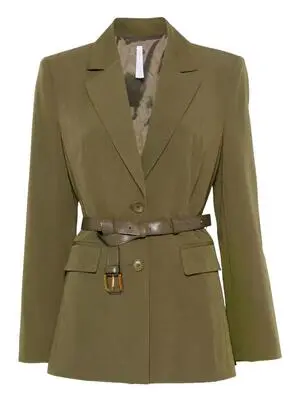 Imperial Belted Single-breasted Blazer - Green