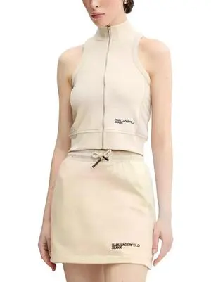 Karl Lagerfeld Zip-up Sleeveless Top - Neutrals