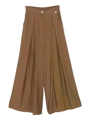 Dixie Pleated Wide-leg Trousers - Brown