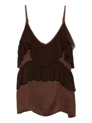 Dixie Ruffled Blouse Brown
