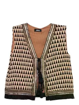 Dixie Geometric Print Sequin-embellished Blouse - Neutrals