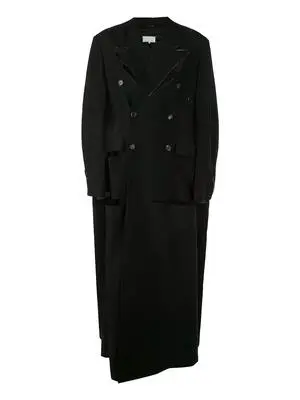 MAISON MARGIELA Deconstructed Double-breasted Raw Coat - Black