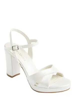 FOREVER & ALWAYS SHOES Slingback Block Heel Sandal - Ivory
