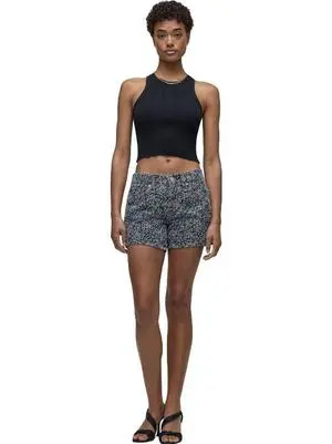 Hudson Jeans Devon Leopard Denim Boyfriend Shorts - Indigo Leopard