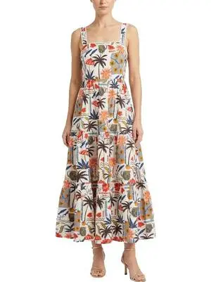 CHANGE OF SCENERY Lizzie Printed Tiered Midi Dress - Riviera