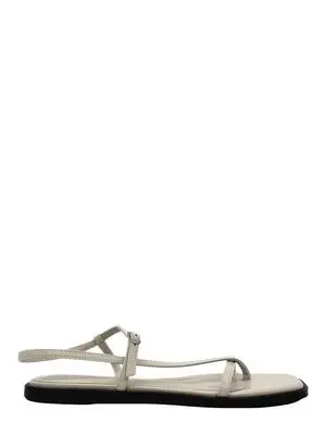 AMIE RAFA Amie Rafa Maxy Asymmetric T-Strap Flat Sandals Bone