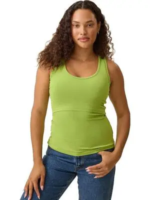 KINDREDBRAVELY Ribbed Scoop Neck Nursing Tank - Avocado