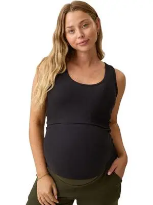 KINDREDBRAVELY Ribbed Scoop Neck Nursing Tank - Black