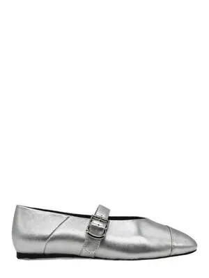 AMIE RAFA Reign Cap-Toe Mary Janes Silver