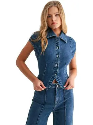JEMINA DENIM Jemina Denim Fitted Short Sleeve Shirt
