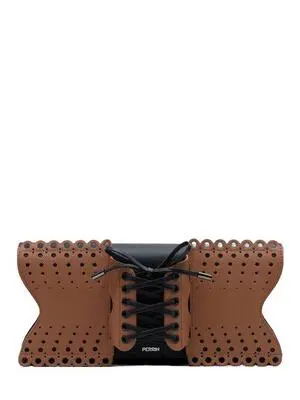 Perrin Le Corset Perforé Clutch - Caramel/black