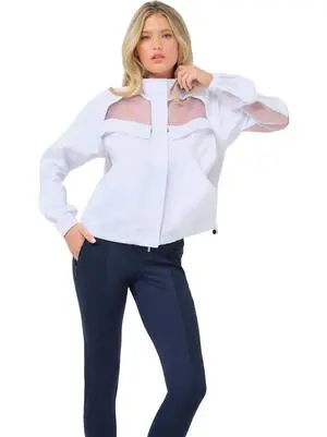 Anatomie Crystal Stretch Poplin & Organza Jacket - White