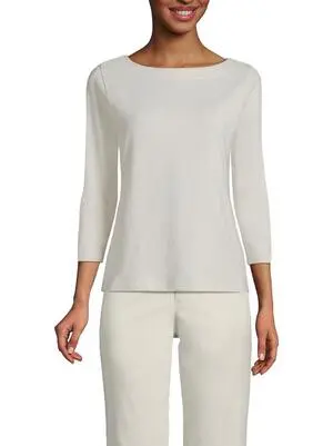 LANDS' END Mariner Jersey Boatneck Top - Oyster