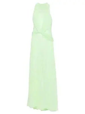 GENNY Pleated Twist-detail Maxi Dress - Green