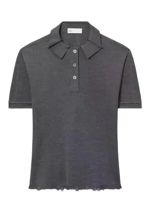 Tory Burch Oversized Silk Polo - Grey