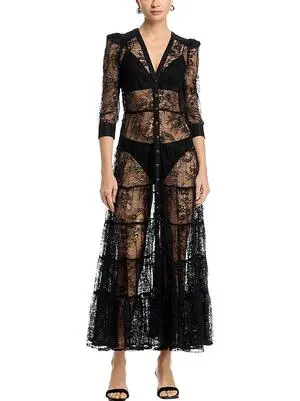L'Agence Seraphina Lace Dress - Black