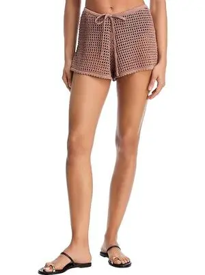 L'Agence Solan Pointelle Knit Shorts - Hazelnut