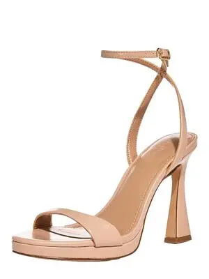 Aqua Darby Heeled Sandals - Nude Leather