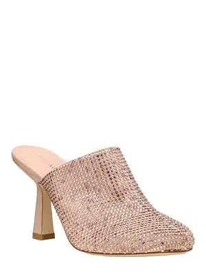 STUART WEITZMAN Thalia Shine Embellished Leather Mule Pumps - Blushful