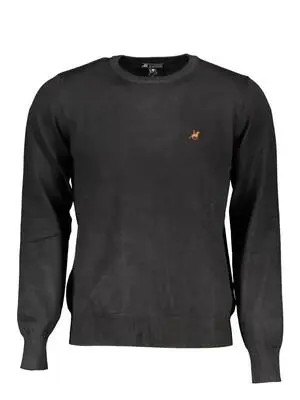 U.S. Grand Logo-embroidered Crew-neck Sweater - Black