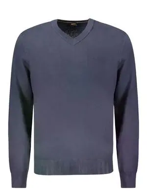 BOSS V-neck Logo-embroidered Sweater - Blue