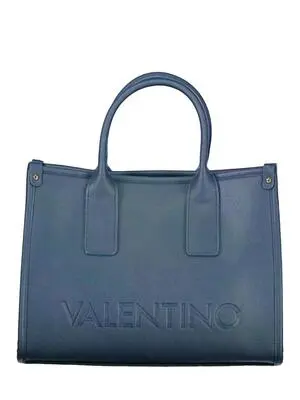 MARIO VALENTINO Debossed Logo Pebbled Tote Bag - Blue